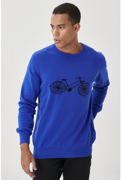 AC&Co / Altınyıldız Classics Standart Fit Bisiklet Yaka Desenli %100 Koton Triko Kazak