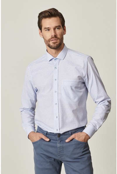 ALTINYILDIZ CLASSICS Tailored Slim Fit Dar Kesim Küçük İtalyan Yaka Baskılı Gömlek ALTINYILDIZ CLASSICS Tailored Slim Fit Dar Kesim Küçük İtalyan Yaka Baskılı Gömlek