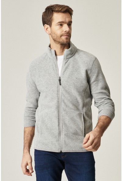 AC&Co / Altınyıldız Classics Standart Fit Günlük Rahat Tam Fermuarlı Bato Yaka Polar Spor Sweatshirt