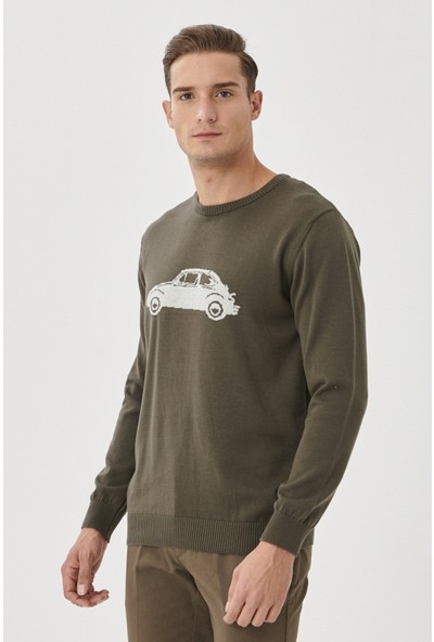 AC&Co / Altınyıldız Classics Standart Fit Bisiklet Yaka Desenli %100 Koton Triko Kazak