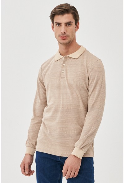 Ac&Co / Altınyıldız Classics Erkek Bej Slim Fit Dar Kesim Günlük Rahat Spor Polo Yaka Sweatshirt Ac&Co / Altınyıldız Classics Erkek Bej Slim Fit Dar Kesim Günlük Rahat Spor Polo Yaka Sweatshirt