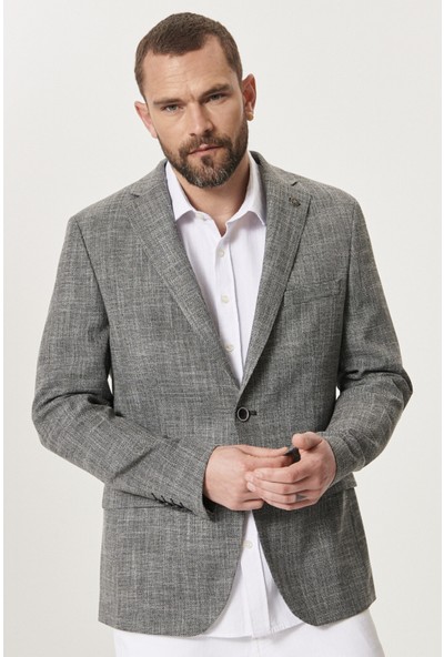 ALTINYILDIZ CLASSICS Slim Fit Dar Kesim Mono Yaka Desenli Casual Ceket