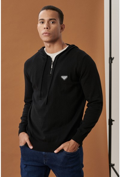 ALTINYILDIZ CLASSICS Standart Fit Kapüşonlu %100 Pamuk Fermuarlı Triko