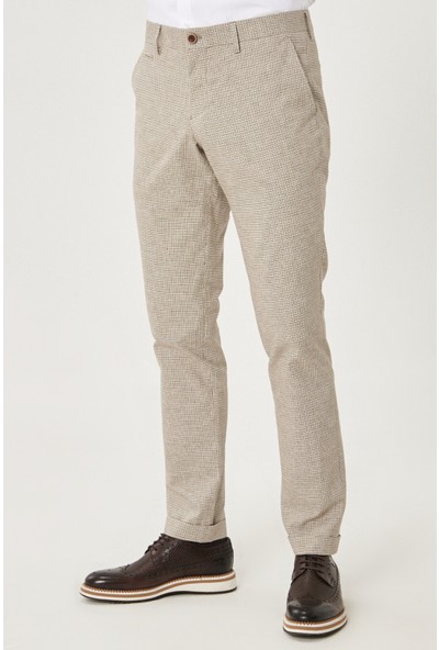 Altınyıldız Classıcs Erkek Bej-Kahverengi Slim Fit Dar Kesim Yan Cep Casual Pantolon