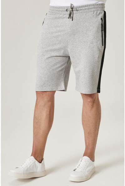 Ac&Co / Altınyıldız Classics Erkek Gri Slim Fit Günlük Rahat Spor Örme Şort