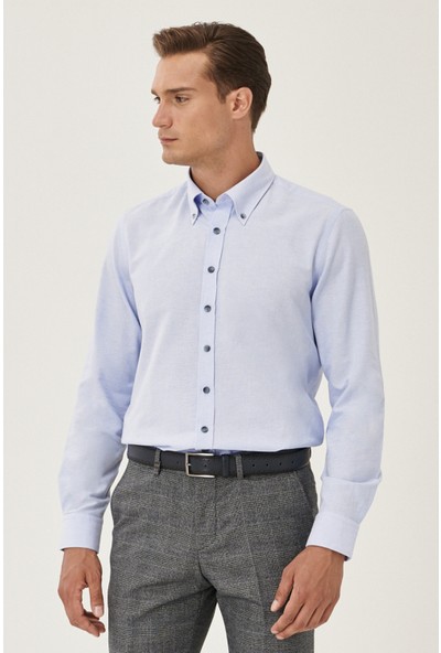 ALTINYILDIZ CLASSICS Düğmeli Yaka Tailored Slim Fit Oxford Gömlek ALTINYILDIZ CLASSICS Düğmeli Yaka Tailored Slim Fit Oxford Gömlek