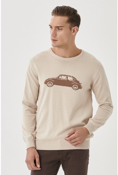 AC&Co / Altınyıldız Classics Standart Fit Bisiklet Yaka Desenli %100 Koton Triko Kazak