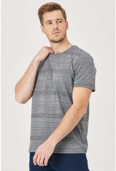 Ac&Co / Altınyıldız Classics Erkek Lacivert Slim Fit Günlük Bisiklet Yaka Spor Tişört