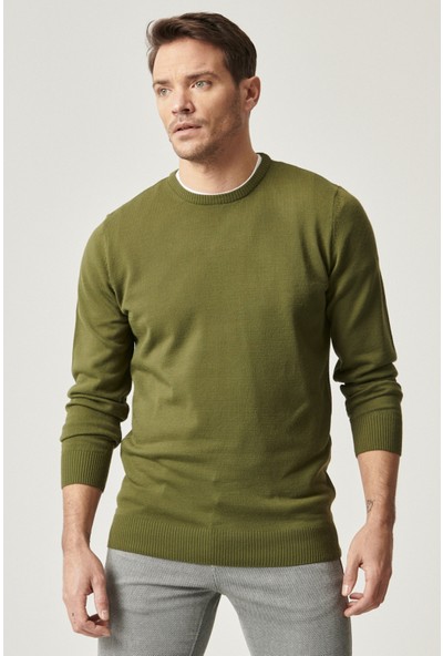 Ac&Co / Altınyıldız Classics Erkek Haki Standart Fit Bisiklet Yaka Basic Triko Ac&Co / Altınyıldız Classics Erkek Haki Standart Fit Bisiklet Yaka Basic Triko