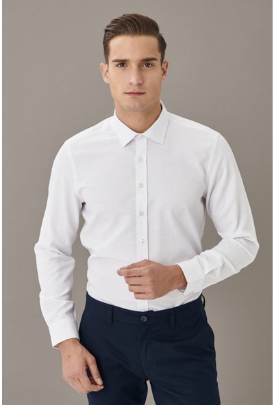 ALTINYILDIZ CLASSICS Slim Fit Klasik Yaka Armürlü Gömlek