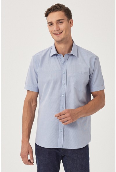 Altınyıldız Classıcs Erkek Mavi Regular Fit Klasik Gömlek Yaka Kısa Kollu Yazlık Gömlek Altınyıldız Classıcs Erkek Mavi Regular Fit Klasik Gömlek Yaka Kısa Kollu Yazlık Gömlek