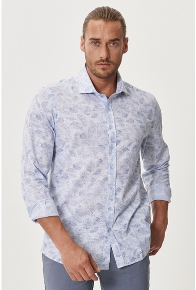 AC&Co / Altınyıldız Classics Tailored Slim Fit İtalyan Yaka %100 Koton Baskılı Gömlek AC&Co / Altınyıldız Classics Tailored Slim Fit İtalyan Yaka %100 Koton Baskılı Gömlek
