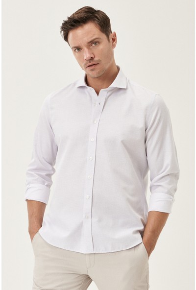 ALTINYILDIZ CLASSICS Tailored Slim Fit İtalyan Yaka %100 Koton Baskılı Gömlek ALTINYILDIZ CLASSICS Tailored Slim Fit İtalyan Yaka %100 Koton Baskılı Gömlek