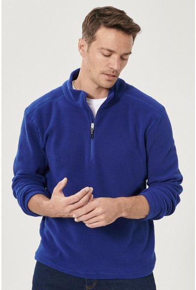 AC&Co / Altınyıldız Classics Standart Fit Günlük Rahat Fermuarlı Bato Yaka Spor Polar Sweatshirt