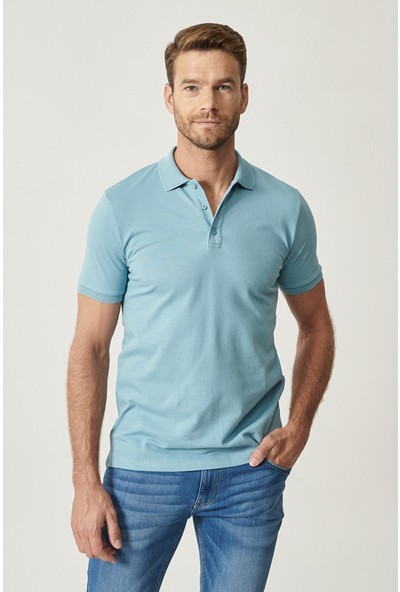 ALTINYILDIZ CLASSICS Polo Yaka Cepsiz Slim Fit Dar Kesim %100 Koton Düz Tişört