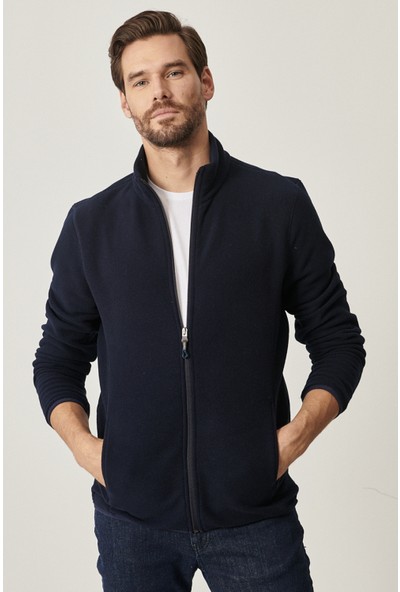 AC&Co / Altınyıldız Classics Standart Fit Günlük Rahat Tam Fermuarlı Bato Yaka Polar Spor Sweatshirt