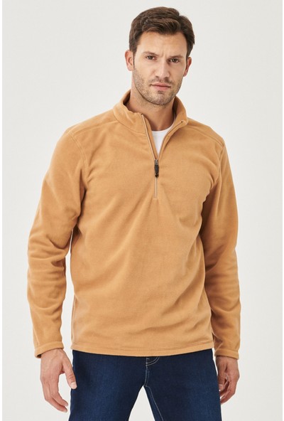 AC&Co / Altınyıldız Classics Standart Fit Günlük Rahat Fermuarlı Bato Yaka Spor Polar Sweatshirt