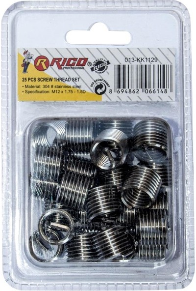 Rico KK1129 Vida Tamir Seti Yayı Takımı M12 1.75 - 1.50 25 Parça Rico KK1129 Vida Tamir Seti Yayı Takımı M12 1.75 - 1.50 25 Parça