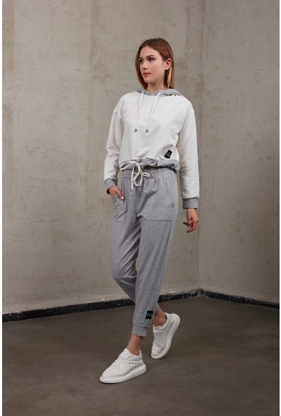 Oia Gri Oia W-0910 Pamuklu Crop Kısa Alt Üst Eşofman Takımı Oia Gri Oia W-0910 Pamuklu Crop Kısa Alt Üst Eşofman Takımı
