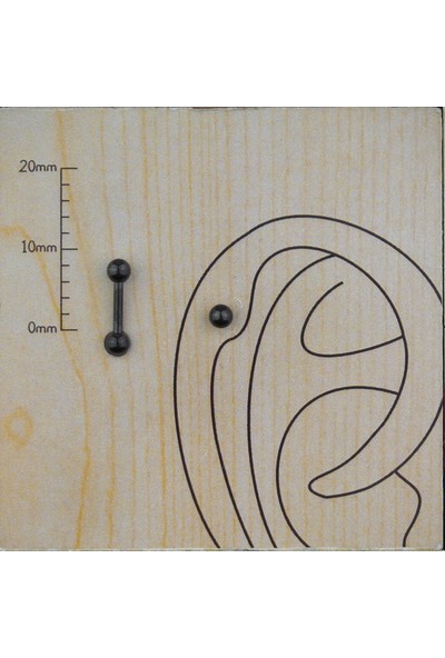 Takıdan Siyah Cerrahi Çelik Kıkırdak Helix Piercing 6mm