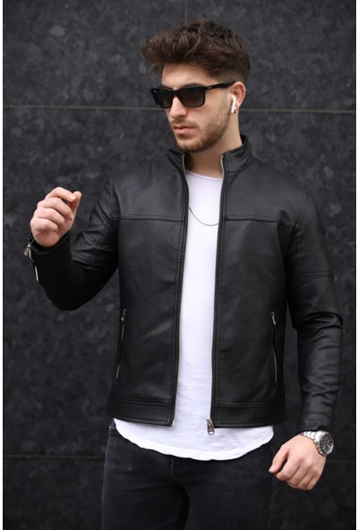 Helen Goods Erkek Siyah Deri Ceket