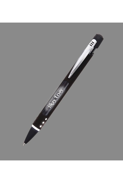 Belnido Kişiye Özel Siyah Rubber Gövde Işıklı Tükenmez Kalem