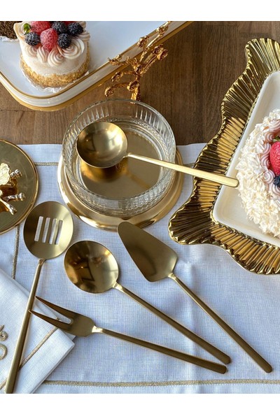 Rossev Allegra Mat Gold 5 Parça Sosluk Kepçe Seti Rossev Allegra Mat Gold 5 Parça Sosluk Kepçe Seti