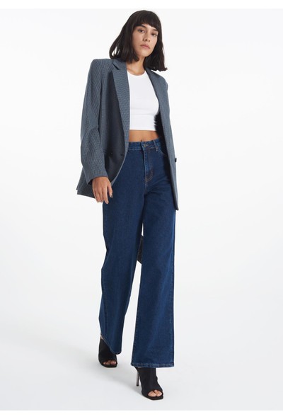 Cross Jeans Weslie Koyu Mavi Yüksek Bel Fermuarlı Wideleg Fit Jean Pantalon C 4530-016 Cross Jeans Weslie Koyu Mavi Yüksek Bel Fermuarlı Wideleg Fit Jean Pantalon C 4530-016