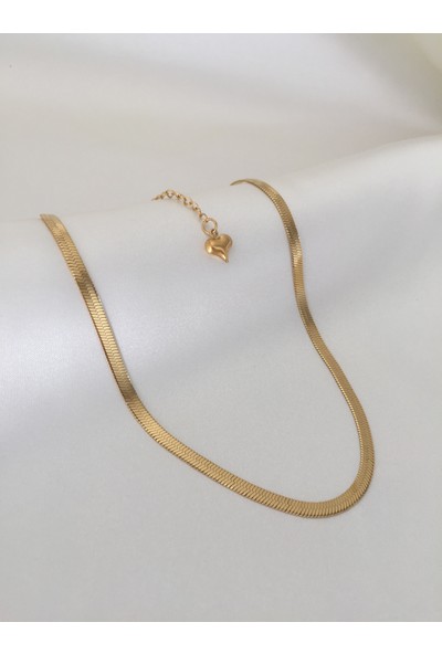 Megs Store Meg's Store Çelik Italyan Ezme Yassı Zincir Kolye Kararmaz