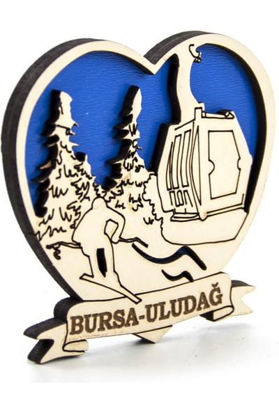 İhvan Online Bursa Uludağ Teleferik Silüetli Ahşap Magnet