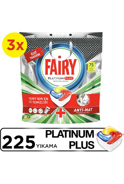 Fairy Platinum Plus 3 x 75 Yıkama Bulaşık Makinesi Deterjanı Tableti / Kapsülü Özel Seri Fairy Platinum Plus 3 x 75 Yıkama Bulaşık Makinesi Deterjanı Tableti / Kapsülü Özel Seri