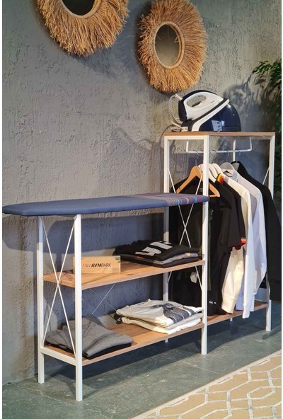 Avm Park Stally Askılı Ütü Masası Beyaz-Atlantik Çam Avm Park Stally Askılı Ütü Masası Beyaz-Atlantik Çam