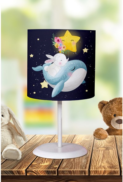 Çekirdek Home Balina ve Sevimli Tavşan Çocuk Odası Abajur Çekirdek Home Balina ve Sevimli Tavşan Çocuk Odası Abajur