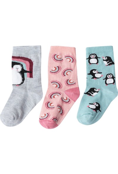 Penguıns 3 Lu Skt-G 1pr Çok Renkli Kız Çocuk Soket Çorap