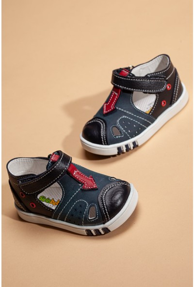 Dilimler Ayakkabı Şirin Bebe Erkek Çocuk Lacivert Kırmızı Ilkadım Ayakkabı (19-21 Numara)