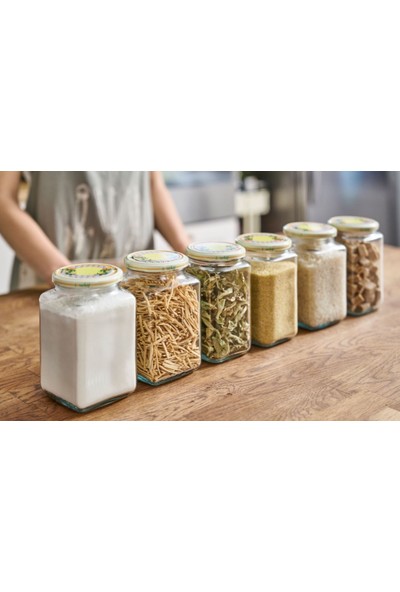 Sarkap 6'lı 850 cc Köşeli Kapaklı Cam Kavanoz