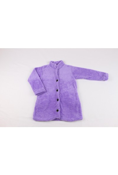 Düğmeli Dik Yaka Kız Çocuk Peluş Hırka