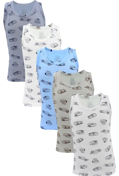 Biyokids Erkek Çocuk Atlet 5'li Paket Karışık Renk Baskılı Atlet BYO2448