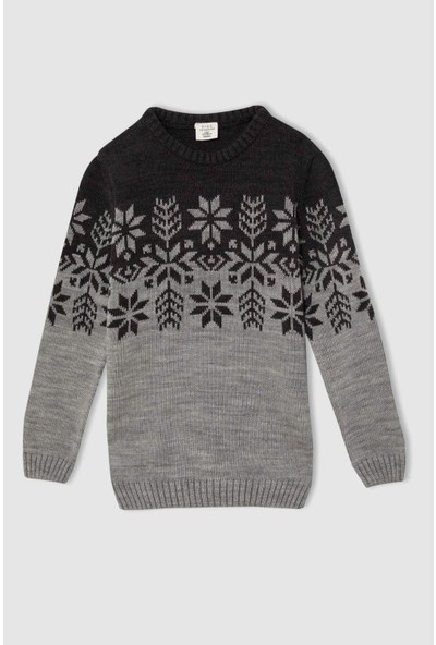 DeFacto Erkek Çocuk Regular Fit Yılbaşı Temalı Kar Figürlü Triko Kazak S2757A621WN DeFacto Erkek Çocuk Regular Fit Yılbaşı Temalı Kar Figürlü Triko Kazak S2757A621WN