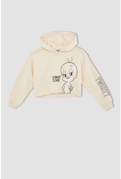 DeFacto Kız Çocuk Looney Tunes Lisanslı Crop Kapüşonlu Sweatshirt V8165A621WN DeFacto Kız Çocuk Looney Tunes Lisanslı Crop Kapüşonlu Sweatshirt V8165A621WN