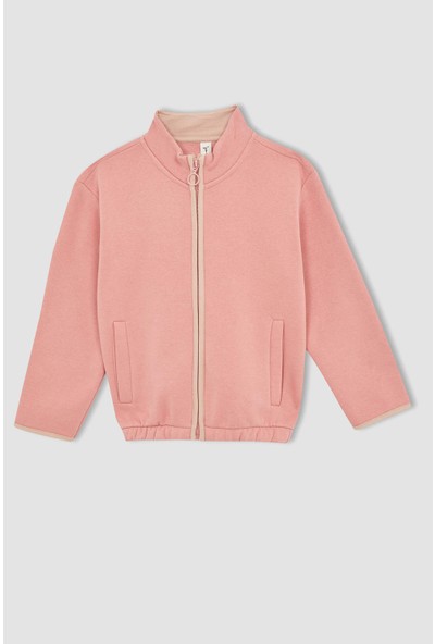 DeFacto Kız Çocuk Regular Fit Dik Yaka Fermuarlı Polar Isı Yalıtımlı Warmtech Hırka V9141A621WN