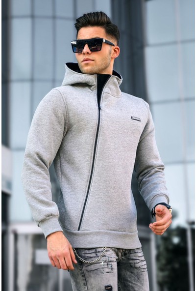 Madmext Antrasit Fermuar Detaylı Sweatshirt 5335
