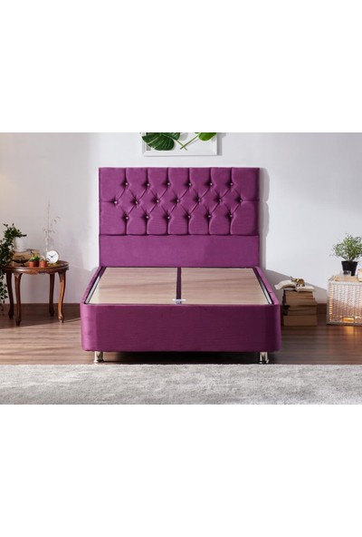 Niron Violet Baza ve Başlık Seti 120X200 cm Tek Kişilik Sandıklı Mor Kumaş Baza ve Başlığı Niron Violet Baza ve Başlık Seti 120X200 cm Tek Kişilik Sandıklı Mor Kumaş Baza ve Başlığı