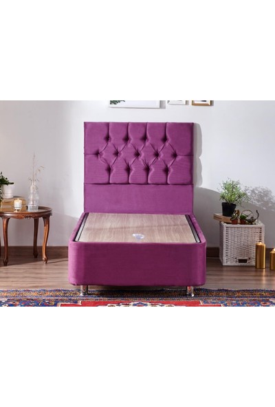 Niron Purple Baza ve Başlık Seti 90x190 cm Tek Kişilik Sandıklı Mor Kumaş Metal Profil Baza ve Başlığı Niron Purple Baza ve Başlık Seti 90x190 cm Tek Kişilik Sandıklı Mor Kumaş Metal Profil Baza ve Başlığı