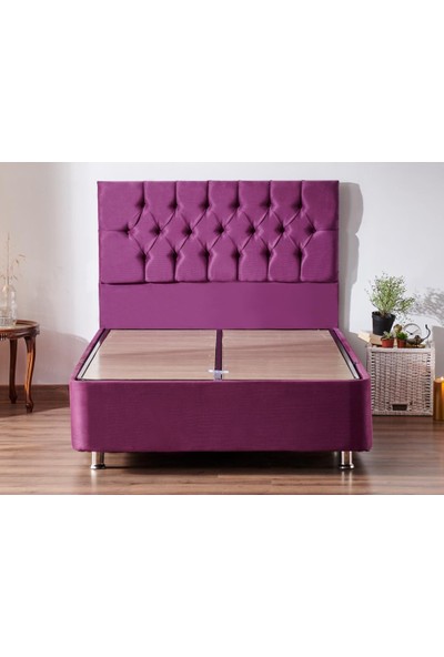 Niron Purple Baza ve Başlık Seti 120x200 cm Tek Kişilik Sandıklı Mor Kumaş Metal Profil Baza ve Başlığı Niron Purple Baza ve Başlık Seti 120x200 cm Tek Kişilik Sandıklı Mor Kumaş Metal Profil Baza ve Başlığı