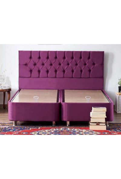 Niron Purple Baza ve Başlık Seti 140x190 cm Çift Kişilik Sandıklı Mor Kumaş Metal Profil Baza ve Başlığı Niron Purple Baza ve Başlık Seti 140x190 cm Çift Kişilik Sandıklı Mor Kumaş Metal Profil Baza ve Başlığı