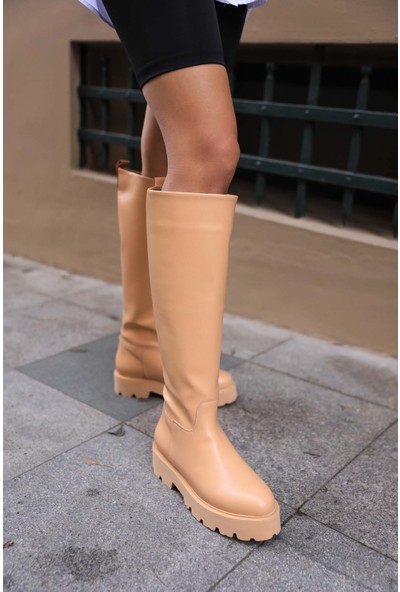 Başmak Shoes Alinda Uzun Bej Çizme