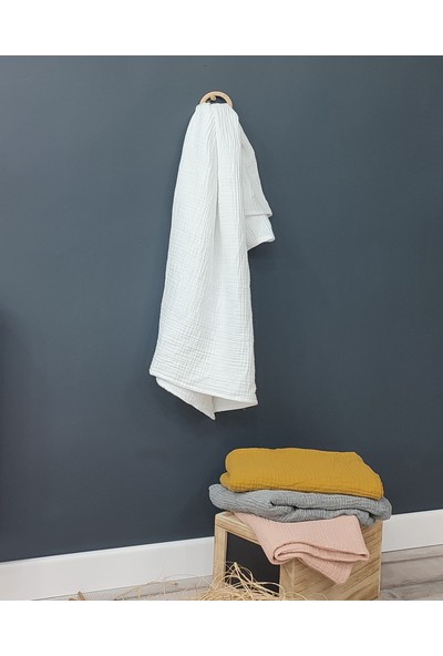 Mordesign Çok Amaçlı 4 Kat Organik Müslin Sihirli Örtü Beyaz 120 cm