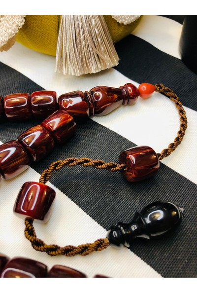 Tesbihas Atölyesi Arizona Firuze Dik Damar Kehribar Tesbih