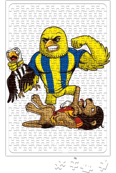 Baskı Dükkanı Kanarya Kartal Aslan Boğazlıyor Puzzle 240 Parça Yapboz